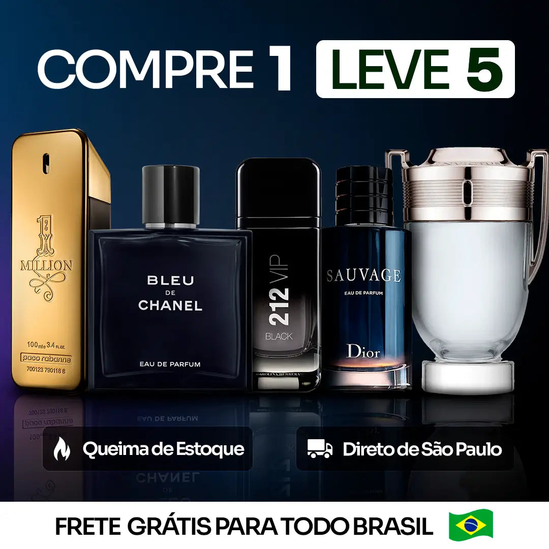 5 Perfumes Masculinos Importados (100ml) - 1 Million | 212 | Invictus