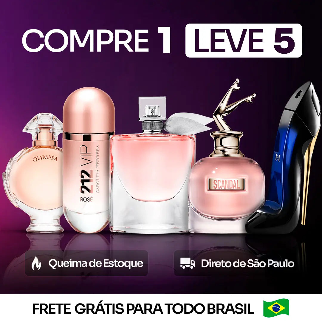 5 Perfumes Femininos Importados (100ml) - La Vie | 212 | Scandal | Oly